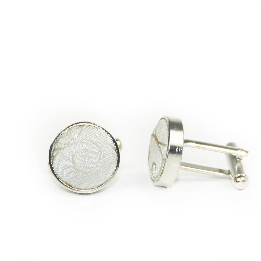 Ivory Scroll Satin Cufflinks - Formal Tailor