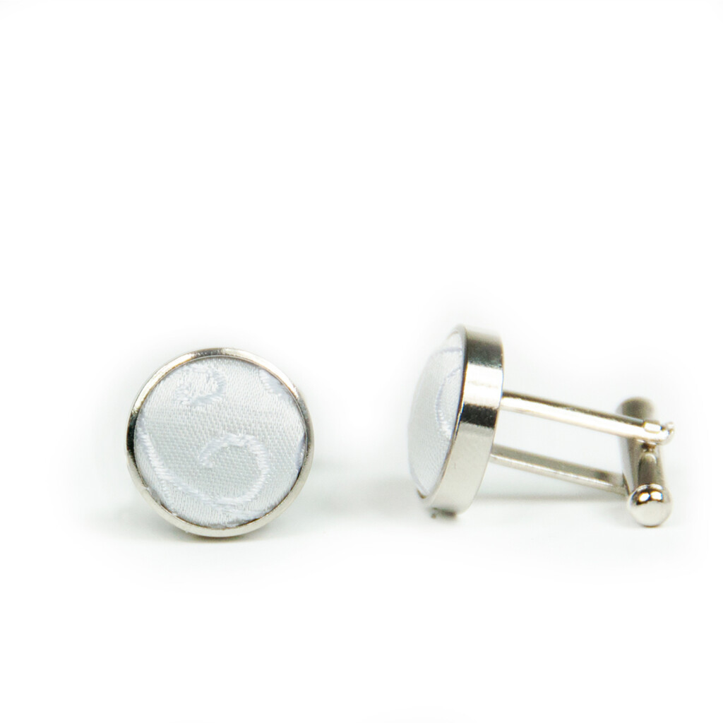 White Scroll Satin Cufflinks - Formal Tailor